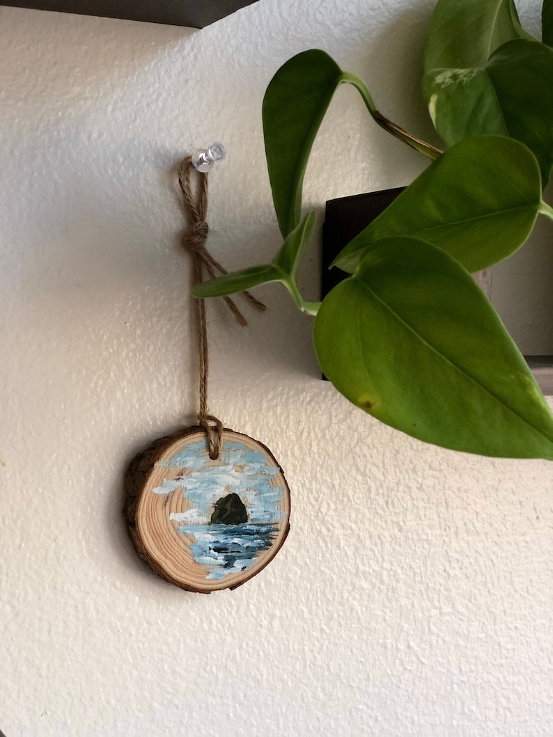 Haystack Rock, Oregon Coast Wood Slice Ornament - Etsy