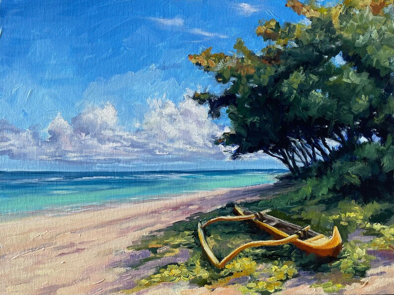 Hawaii Beach Original Painting Kauai Tunnels Beach Wall Art Seascape ...