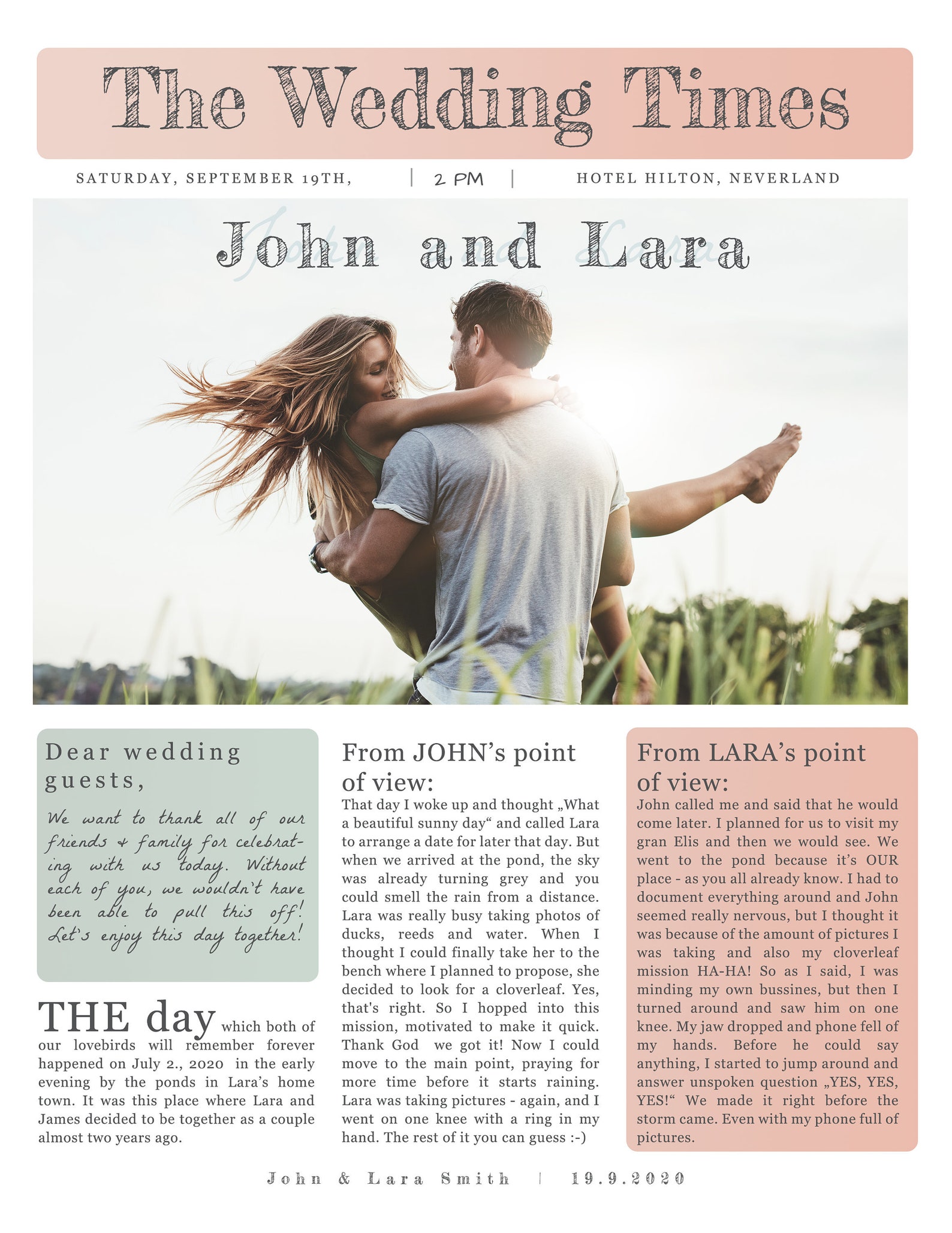 Newspaper Wedding Program | Infographic Wedding Program | Creative ...
