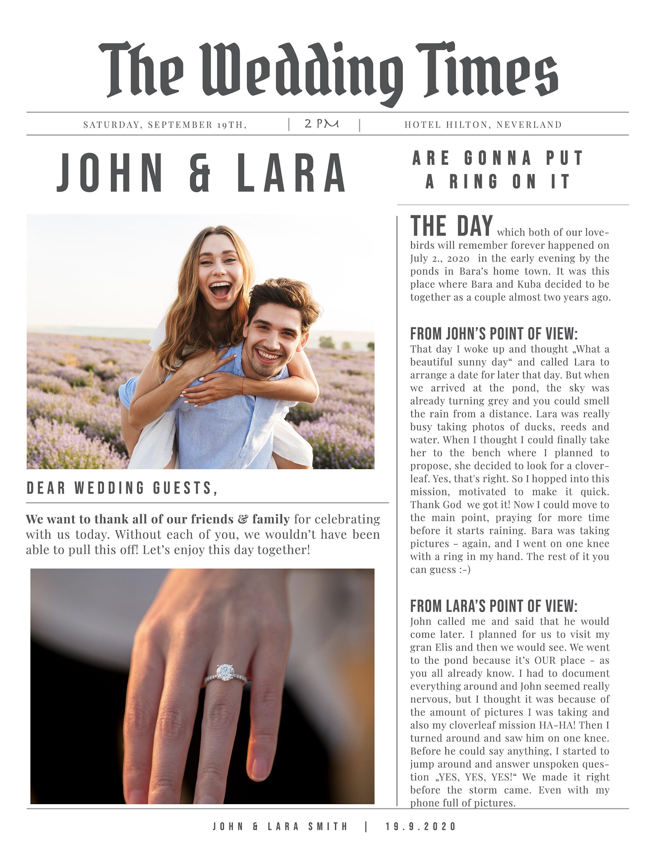 Newspaper Wedding Program | Infographic Wedding Program | Fun Facts ...