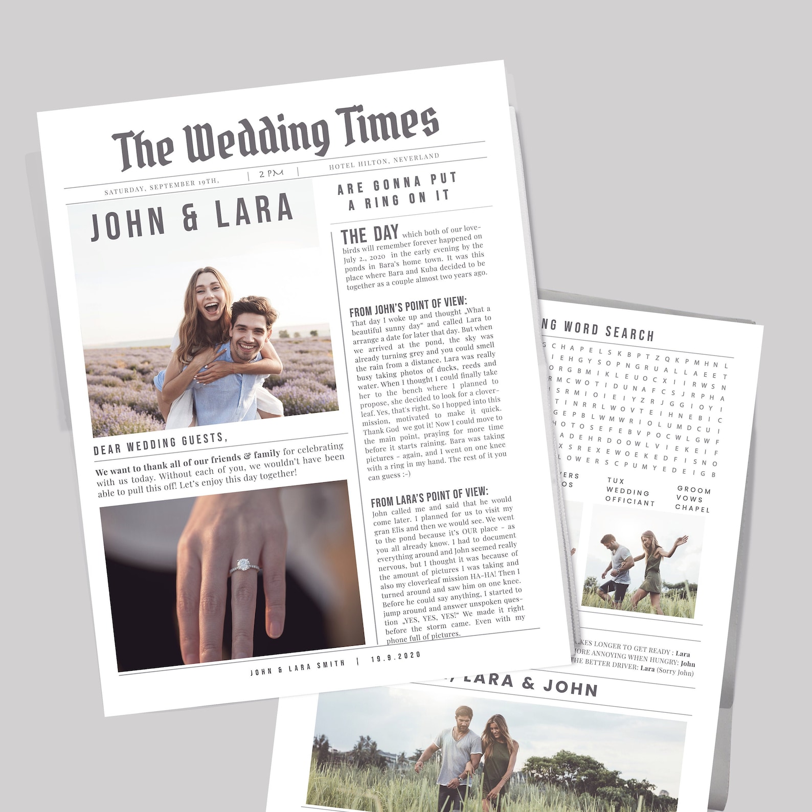 Newspaper Wedding Program | Infographic Wedding Program | Fun Facts ...