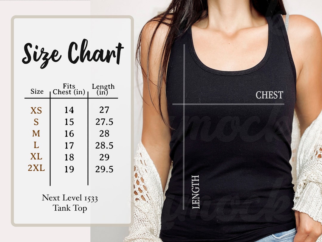 Next Level 1533 Size Chart | Next Level Women's Racerback Tank Size ...