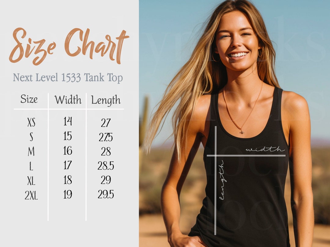 Next Level 1533 Model Size Chart Next Level Women's Racerback Tank Size ...