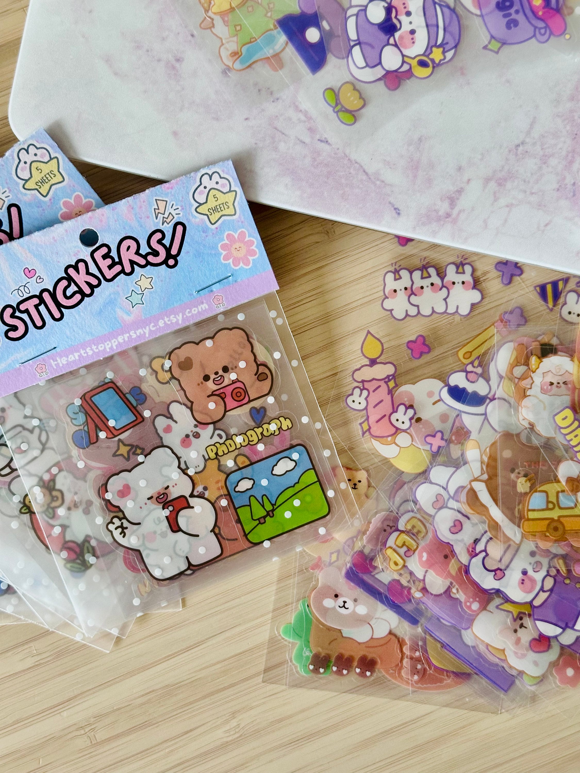 5 Stationary Sticker Sheets, Mystery Sticker Grab Bag, Stickers ...