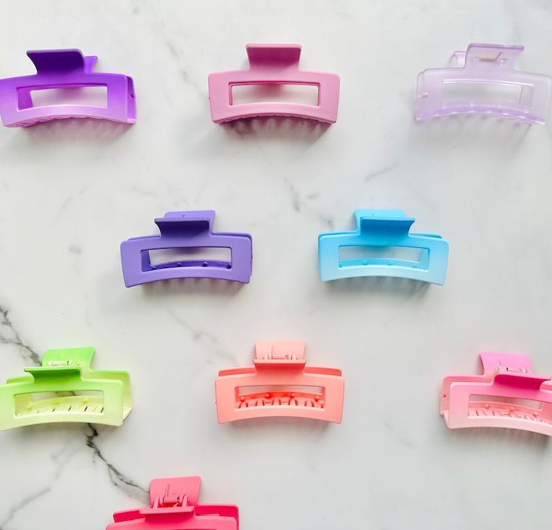 Trendy Rectangular Hair Clip, Bright Color Hair Claw, Summer Preppy ...