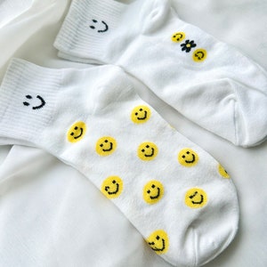 Smiley Face Socks, Smile Socks, Ankle Cut Socks, Fun Ankle Socks, Funny ...