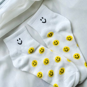 Smiley Face Socks, Smile Socks, Ankle Cut Socks, Fun Ankle Socks, Funny ...