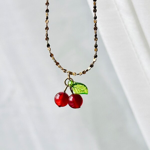 Red Cherry Necklace - Etsy