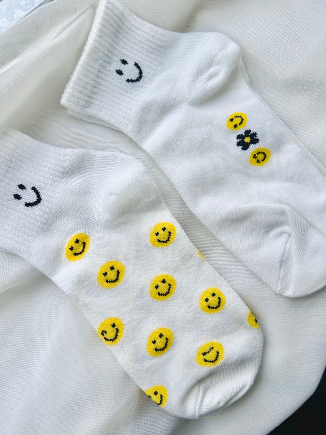 Smiley Face Socks, Smile Socks, Ankle Cut Socks, Fun Ankle Socks, Funny ...