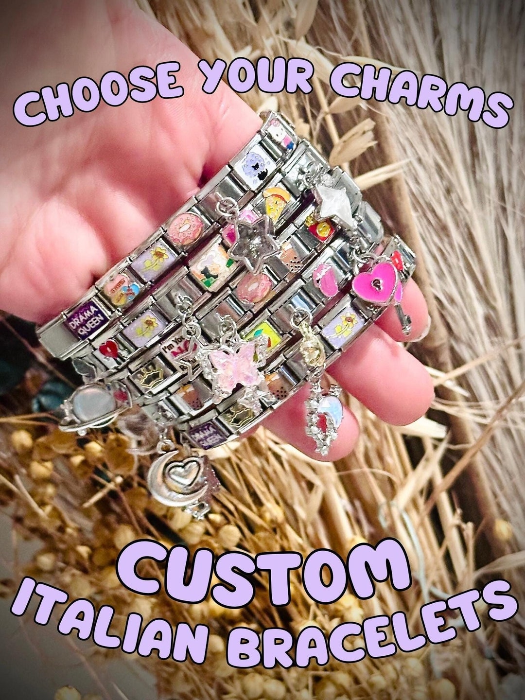 Silver Italian Bracelet, Custom Italy Charms, Personalized Italian ...