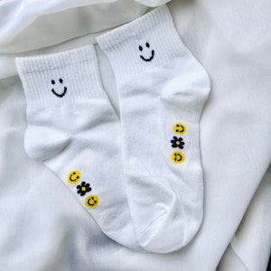 Smiley Face Socks, Smile Socks, Ankle Cut Socks, Fun Ankle Socks, Funny ...