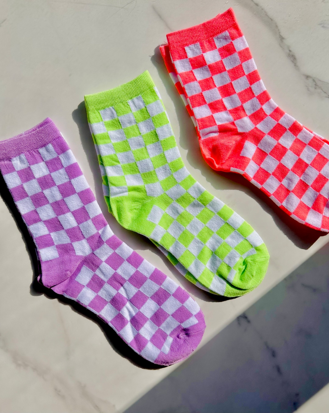 Retro Checkerboard Socks Happy Socks Checkered Adult and - Etsy
