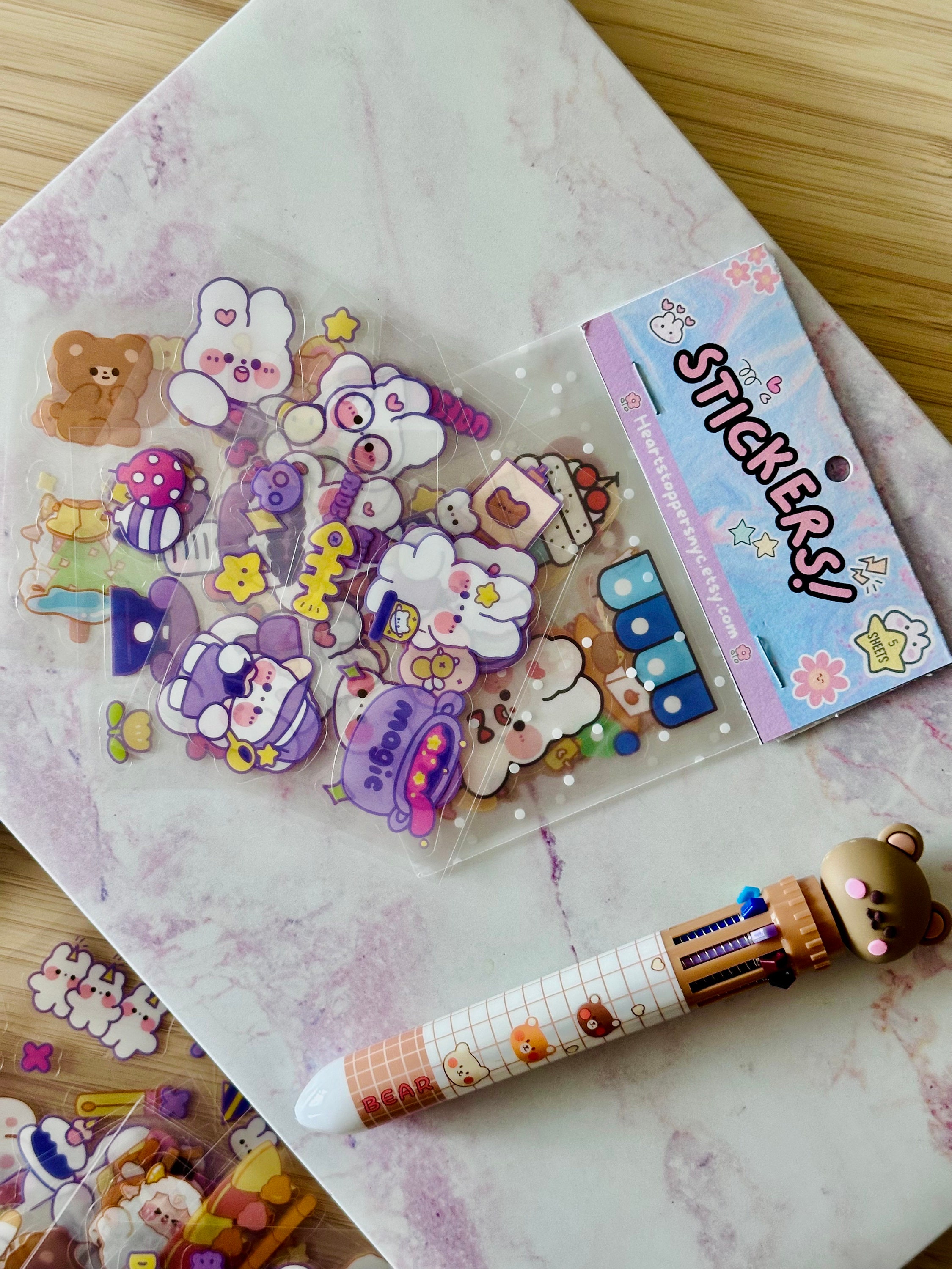 5 Stationary Sticker Sheets, Mystery Sticker Grab Bag, Stickers ...
