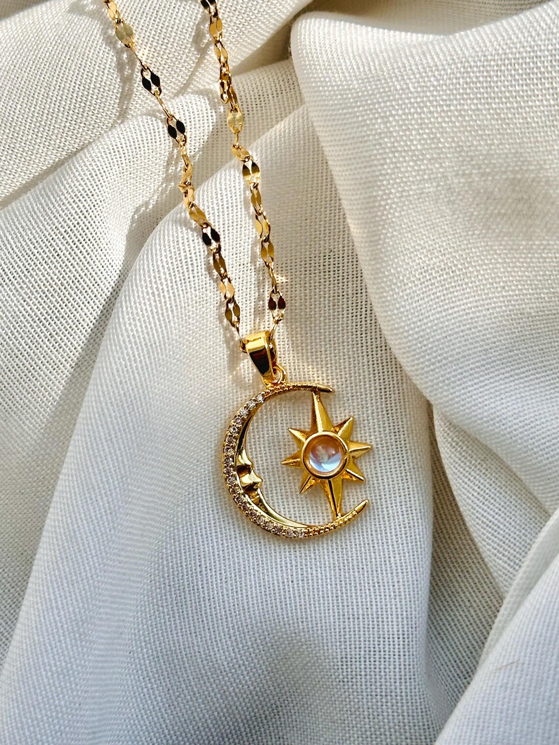 Fairycore Moon & Star Necklace: 18K Gold Celestial Pendant - Etsy