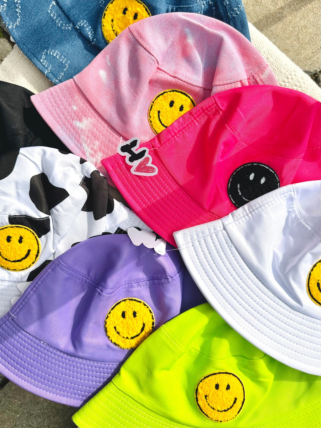 90s Style Bucket Hat, Smiley Face Summer Hats, Smile Face Sun Hat for ...