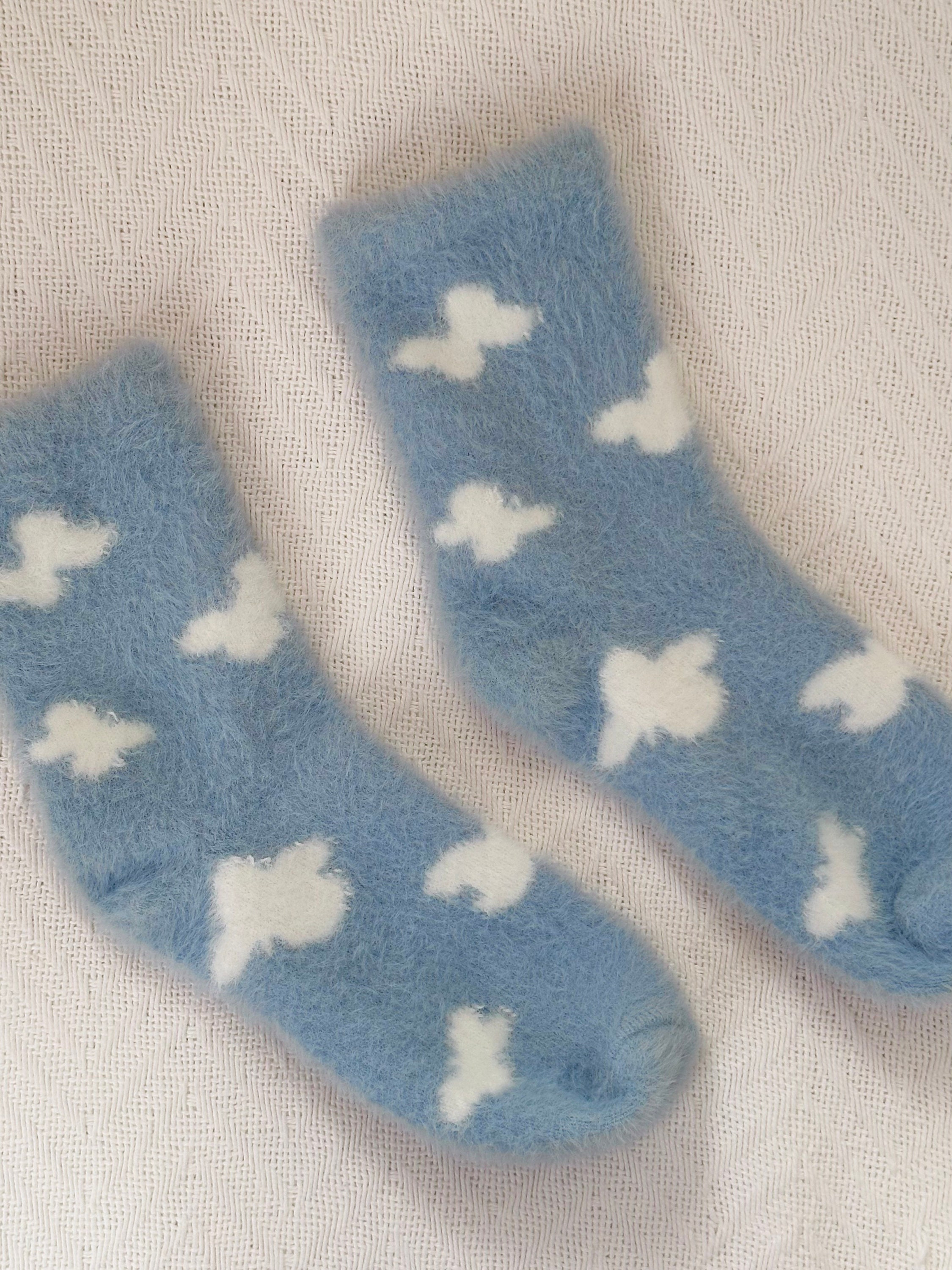 Super Soft Stretchy Slipper Fluffy Socks, Cozy Fuzzy Winter Bed Socks ...