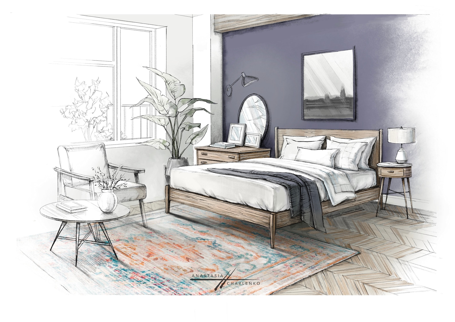 Custom Interior Hand Rendering in a Sketch Style Digital - Etsy