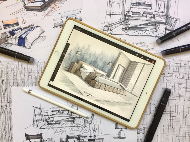 Custom Interior Hand Rendering, Made to Order, Realistic Detailed ...