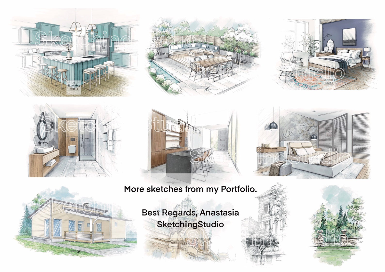 Custom Interior Hand Rendering in a Sketch Style Digital - Etsy