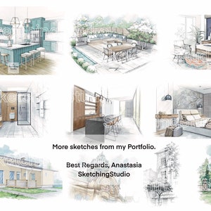 Custom Interior Hand Rendering in a Sketch Style Digital - Etsy