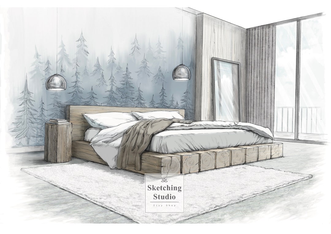 Custom Interior Hand Rendering, Made to Order, Realistic Detailed ...