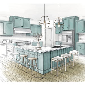 Custom Interior Hand Rendering in a Sketch Style Digital - Etsy