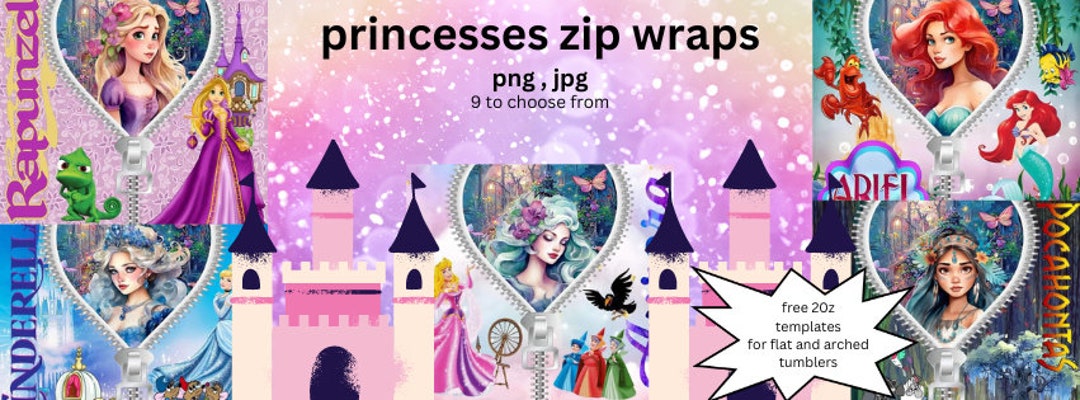 Princess, Princesses, Castle, Zip Wrap, Download, Sublimation, 20oz ...
