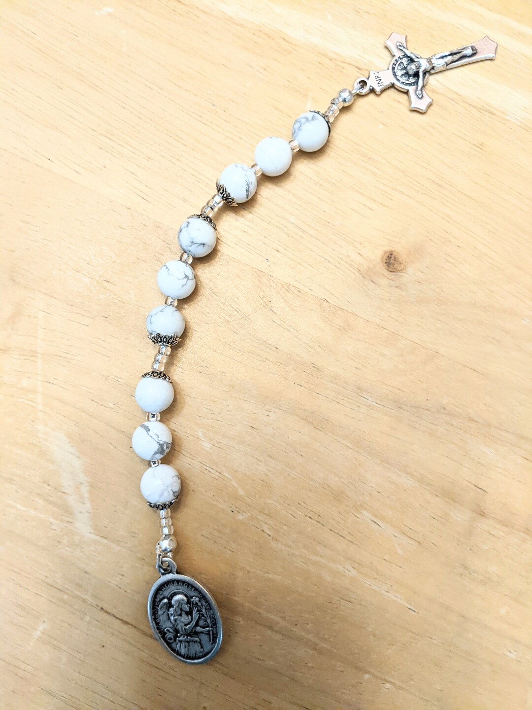 Nine Beaded Chaplet of St Gabriel the Archangel With White Howlite ...