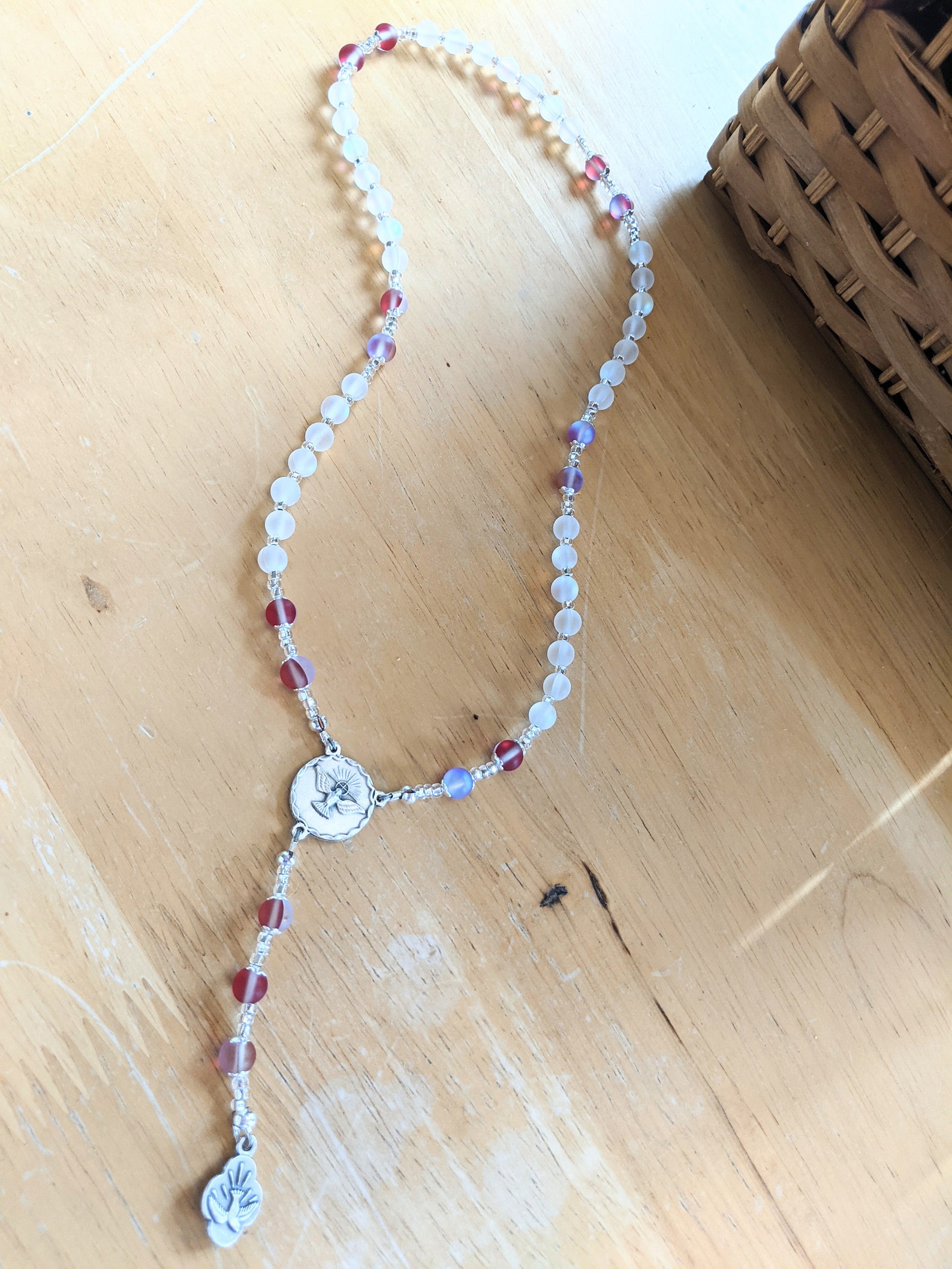 Chaplet of the Holy Spirit With Red and White Moonstone Beads - Etsy