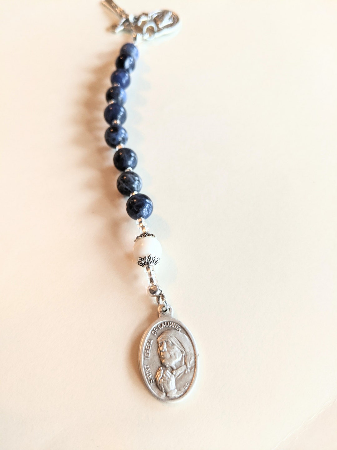 Mother Teresa Flying Novena Chaplet With Blue Sodalite Beads - Etsy