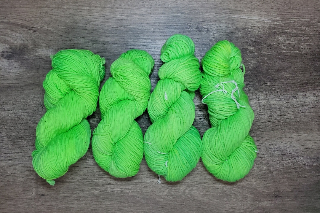 Chartreuse UV Reactive Hand Dyed Yarn, the Comfy Rat Fingering Yarn, DK ...