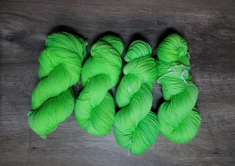 Chartreuse UV Reactive Hand Dyed Yarn, the Comfy Rat Fingering Yarn, DK ...