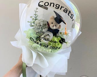 Graduation Bouquet: Flower Arrangement, Flower Balloon, Personalized Gift, Flower Bouquet ...