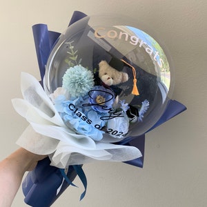 Graduation Bouquet: Flower Arrangement, Flower Balloon, Personalized Gift, Flower Bouquet ...