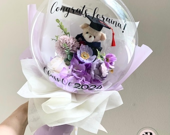 Graduation Bouquet: Flower Arrangement, Flower Balloon, Personalized Gift, Flower Bouquet ...