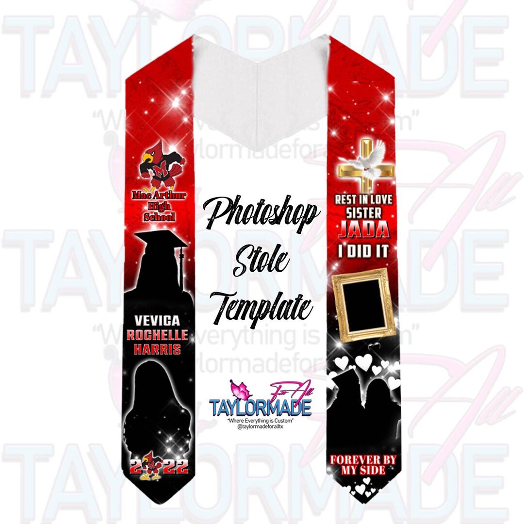 Digital 3D Senior Graduation Stole/sash 6 All Over Print Photoshop ...