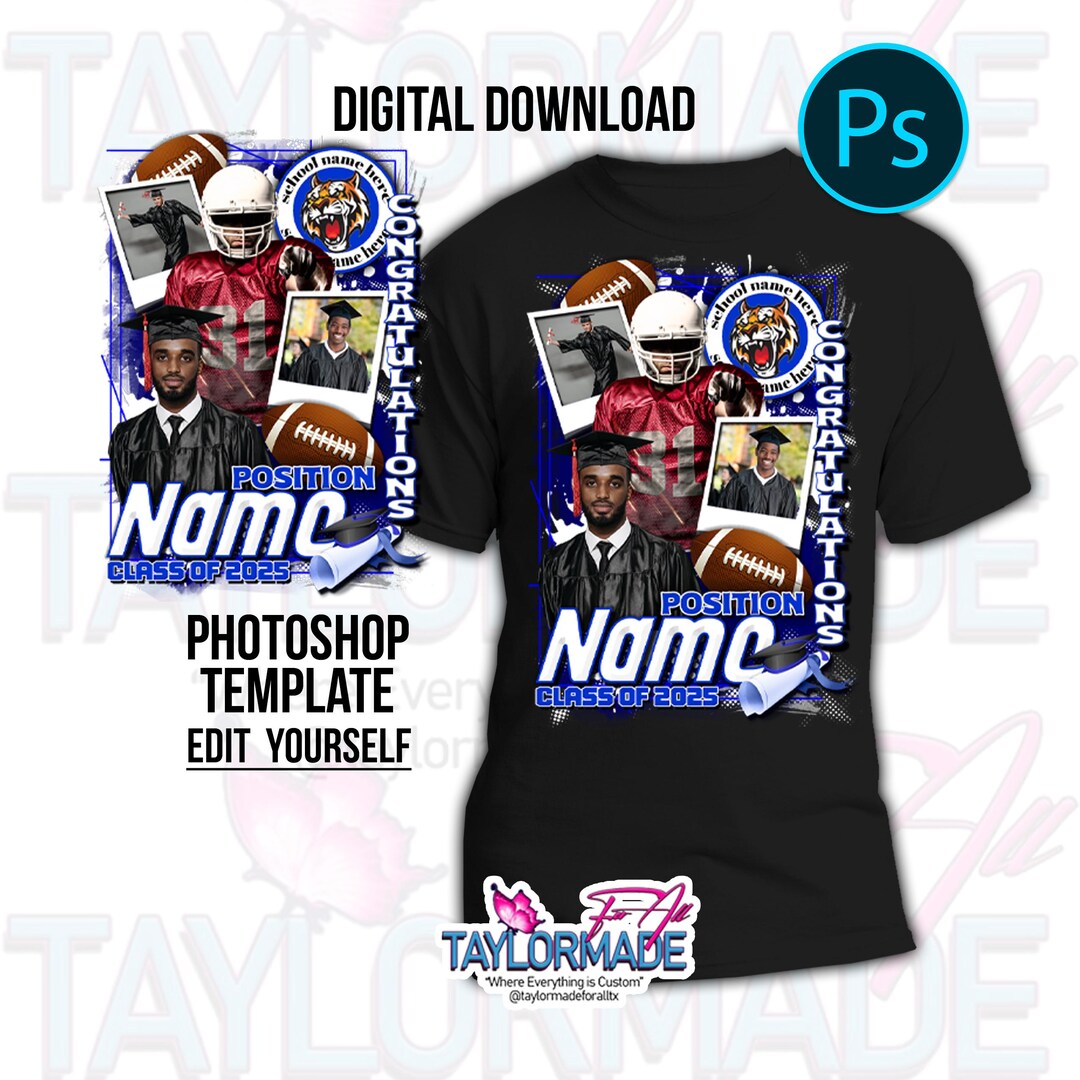 Photoshop 3D Senior Graduation Blue Scar Football 2025 Centerprint ...