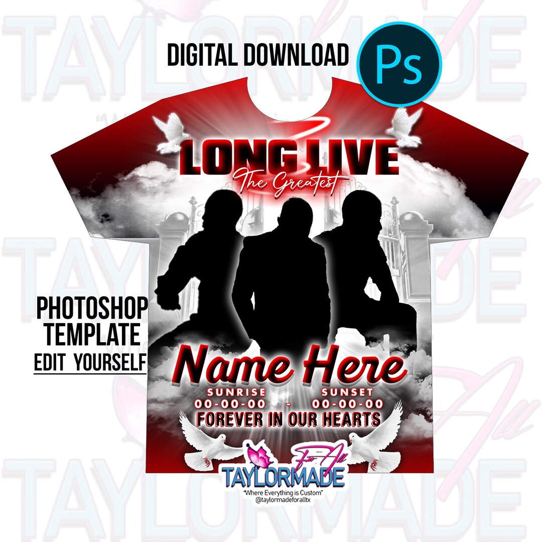 Digital 3D Memorial RIP All Over Print Photoshop Only Editable Template ...