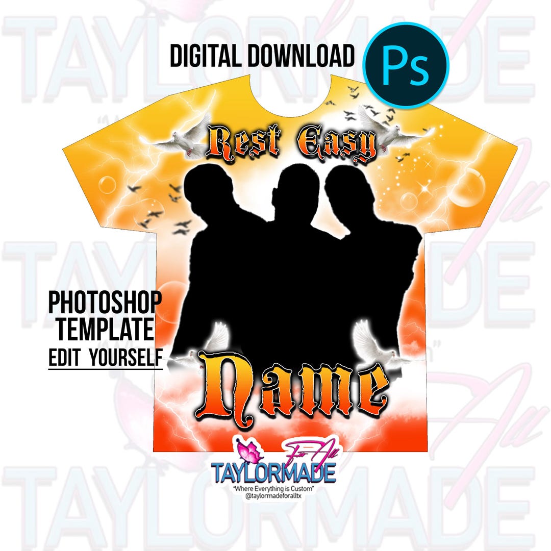 Digital 3D Memorial RIP All Over Print Photoshop Only Editable Template ...