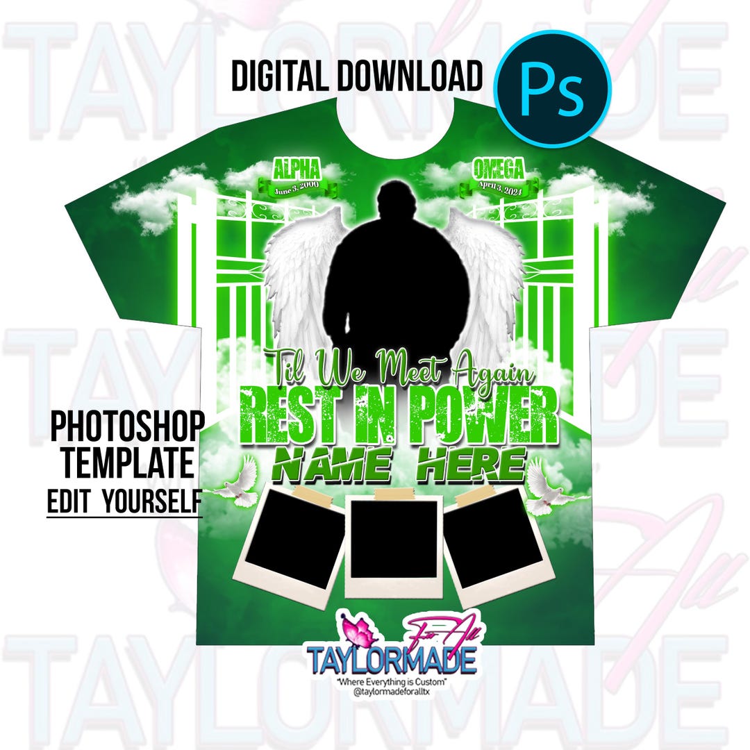 Digital 3D Memorial RIP All Over Print Photoshop Only Editable Template ...