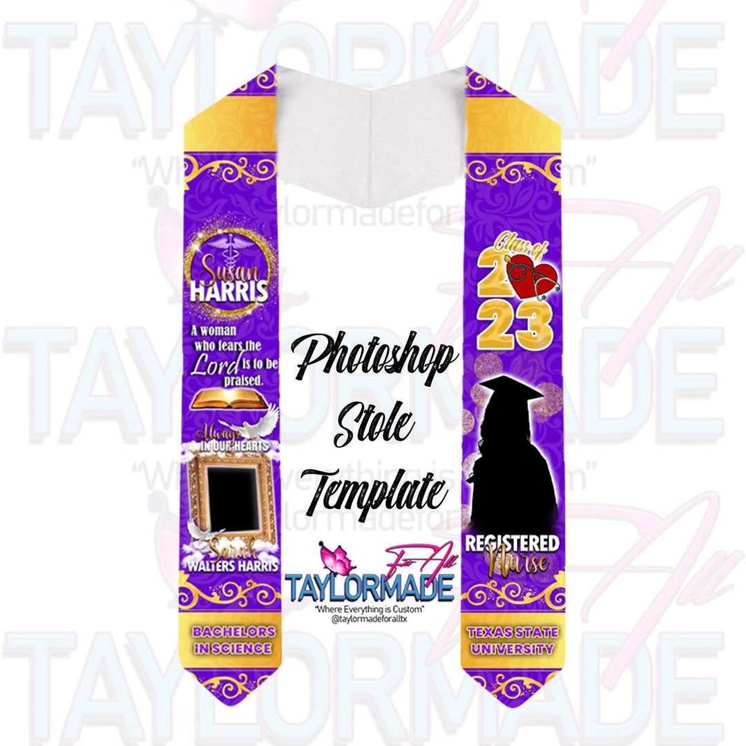 Digital 3D Senior Graduation Stole/sash 8 All Over Print Photoshop ...