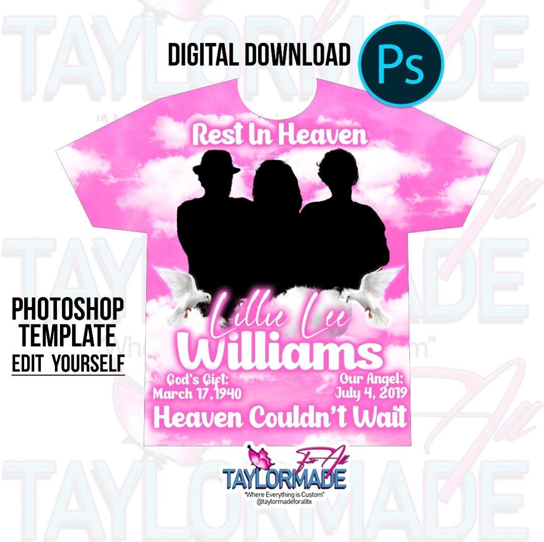 Digital 3D Memorial RIP All Over Print Photoshop Only Editable Template ...
