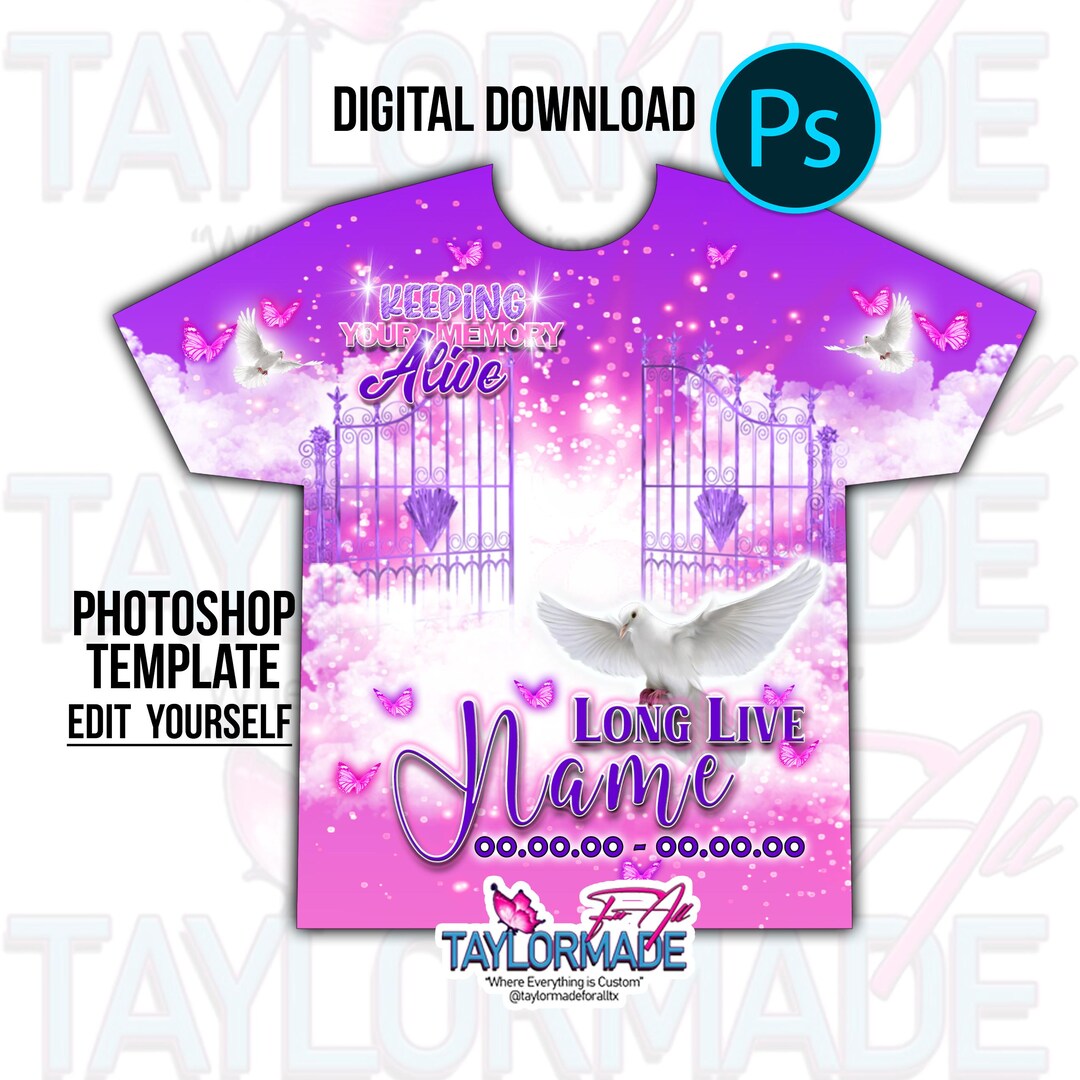 Digital 3D Memorial RIP All Over Print Photoshop Only Editable Template ...