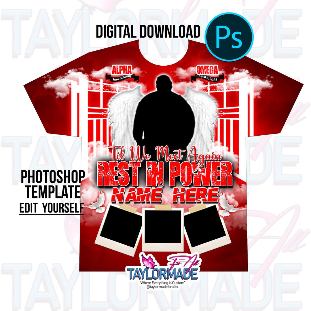 Digital 3D Memorial RIP All Over Print Photoshop Only Editable Template ...