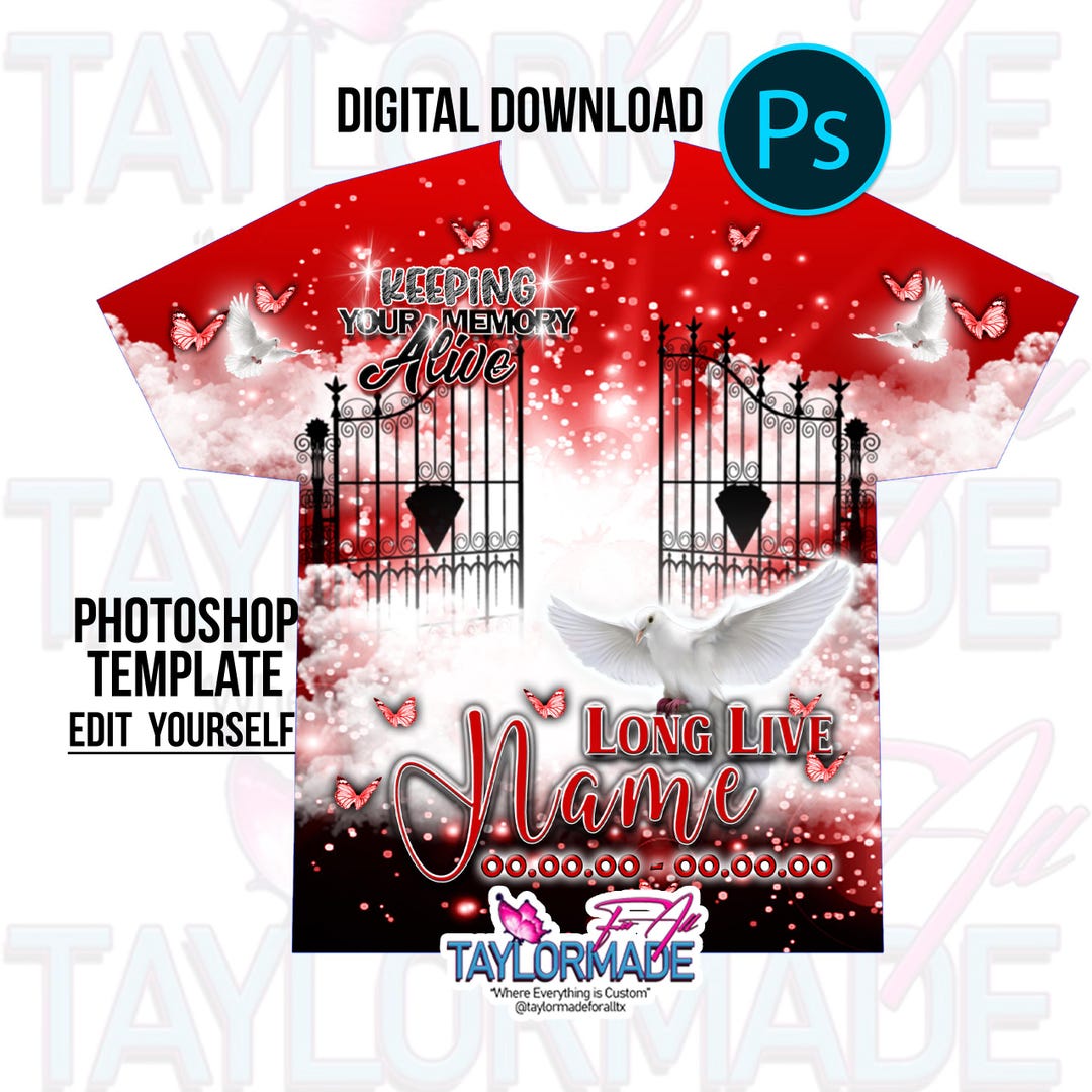 Digital 3D Memorial RIP All Over Print Photoshop Only Editable Template ...