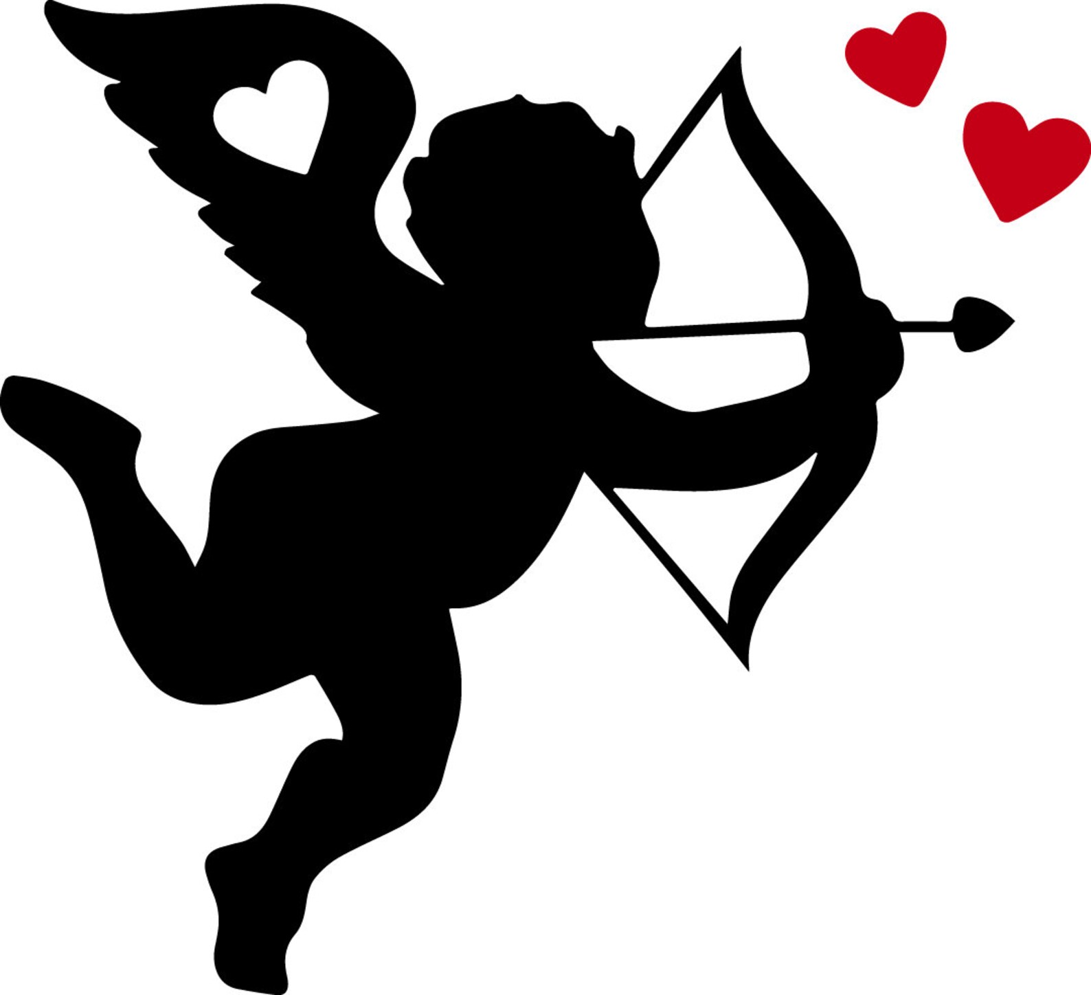 Cupid Silhouette With Hearts - Etsy