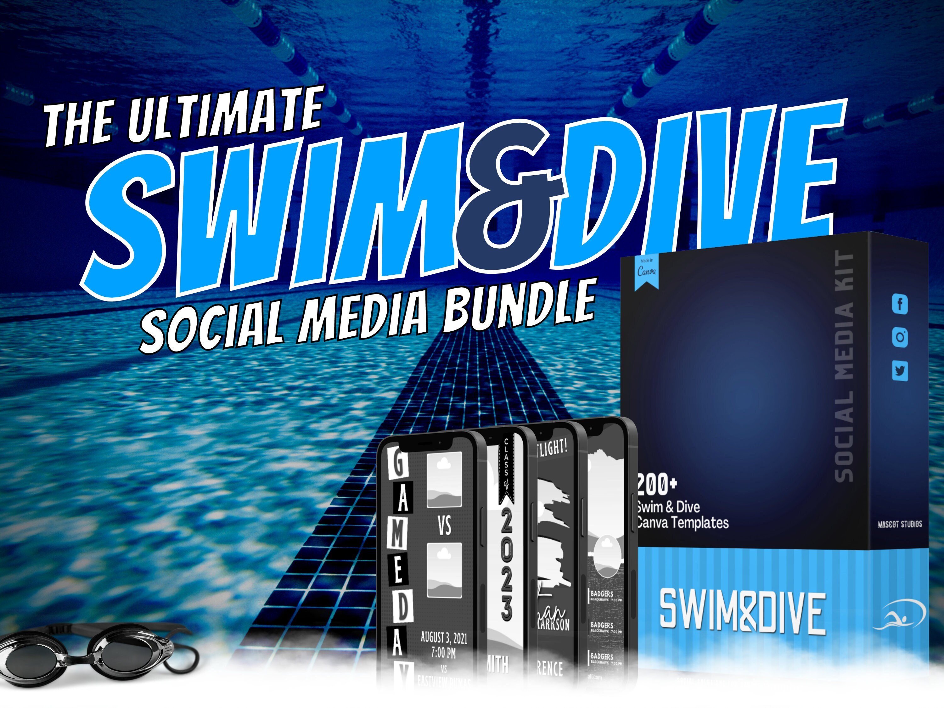 60 Canva Social Media Templates for Swimming Teams season Schedule ...