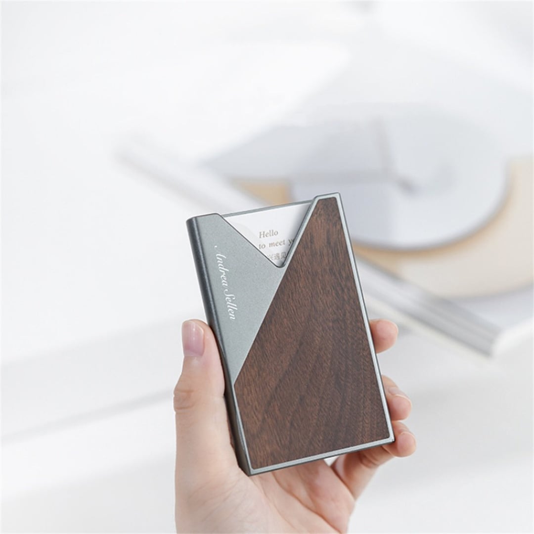 Personalized Wood Business Card Case Holder,portable Casual Name Card ...