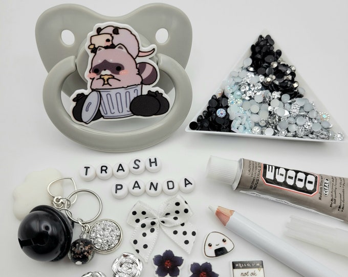 DIY Deco Kit Trash Panda, DIY Paci Kit, Adult Pacifier, Deco Adult Paci ...