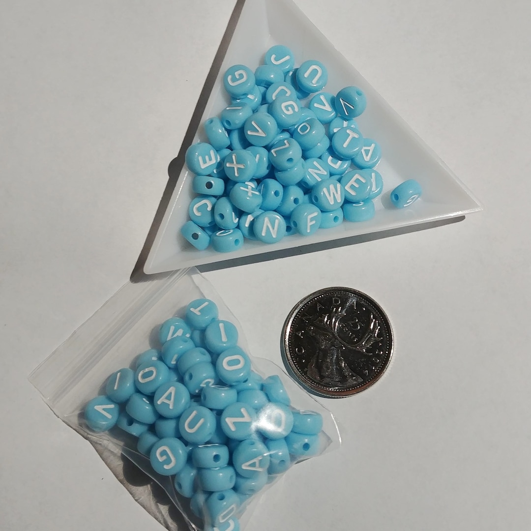 Blue and White Letter Beads, Alphabet Beads, 7mm Letter Beads - Etsy
